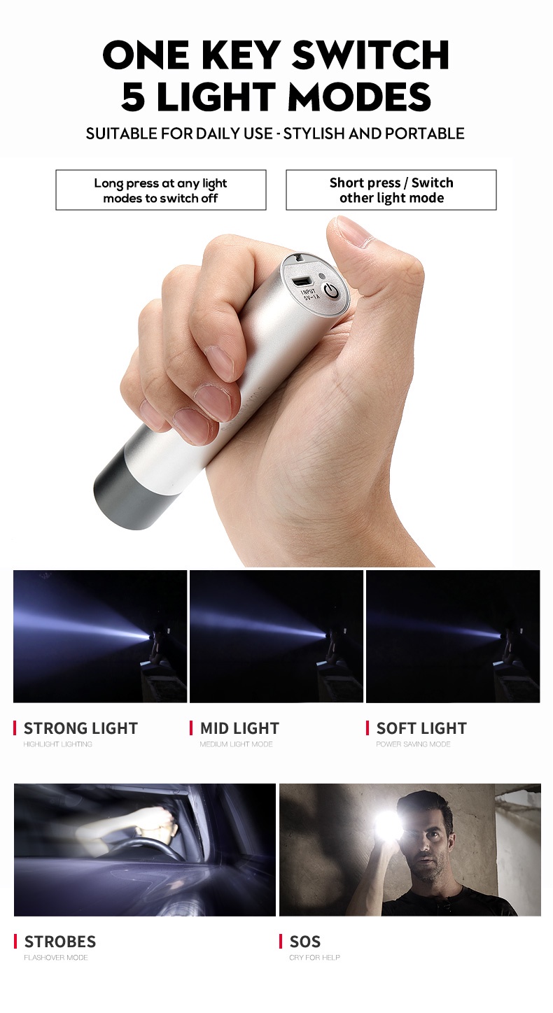 SUPERFIRE X20-S LED Rechargeable Torch Light Super Bright Mini ...