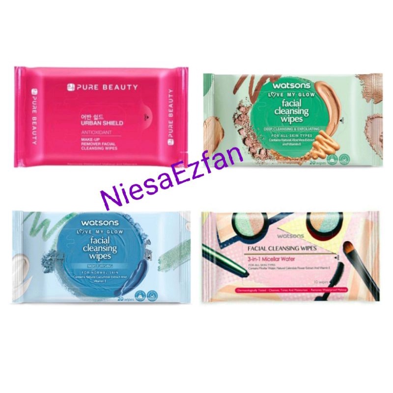 Watson Facial Cleanser Make Up Remover Wipes 20's Tisu Basah Cuci ...