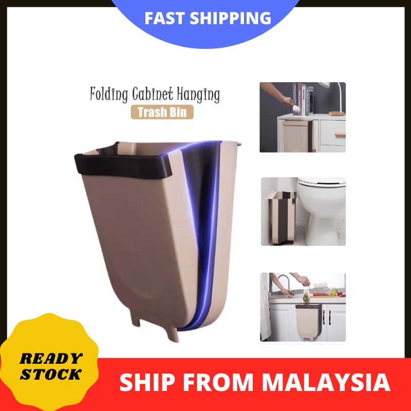 Folding Dustbin Cabinet Door Foldable Hanging Garbage Rubbish bin for ...