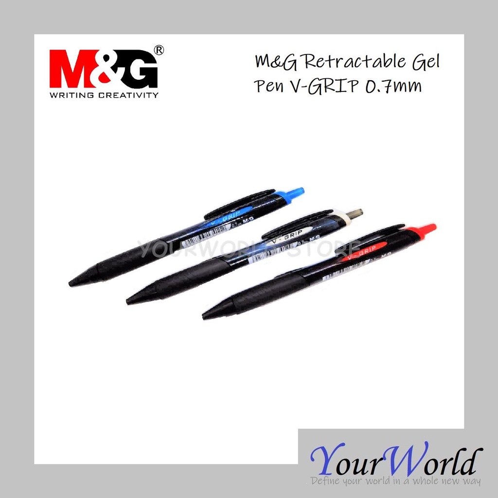 M&G Retractable Gel Pen V-GRIP 0.7mm AGP87373 BLUE RED BLACK Office ...