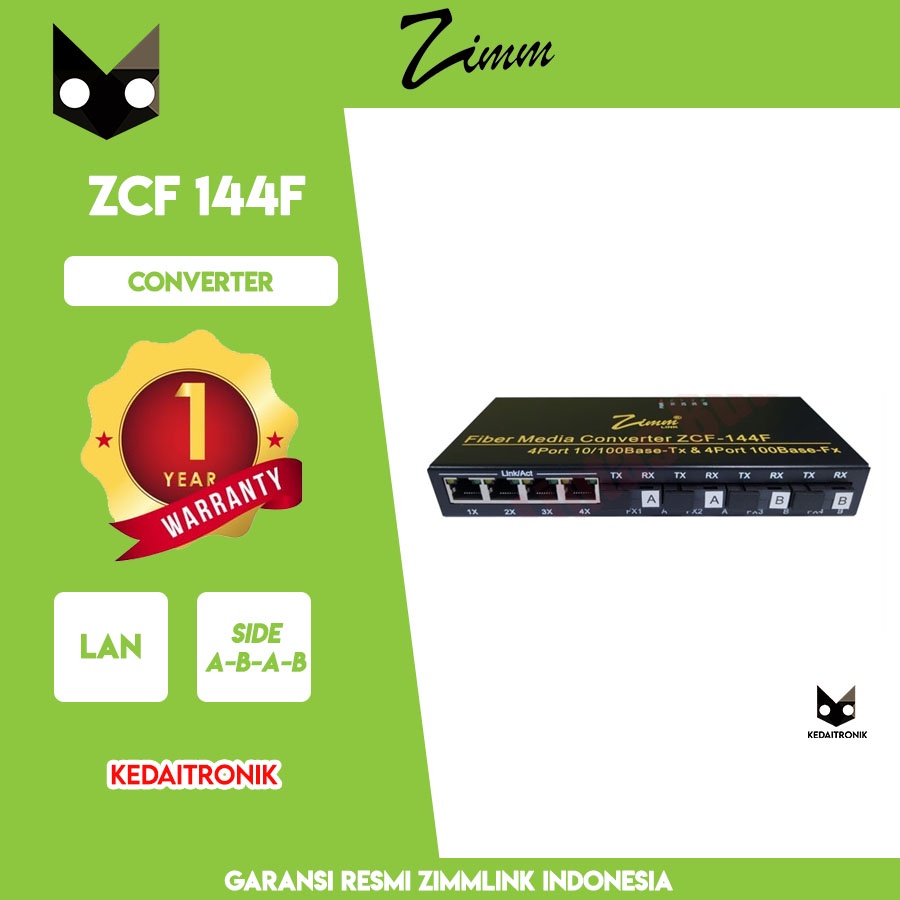 Zimmlink Media Converter ZCF 144F 4 Port Cable Fiber Side ABCD 144F ...