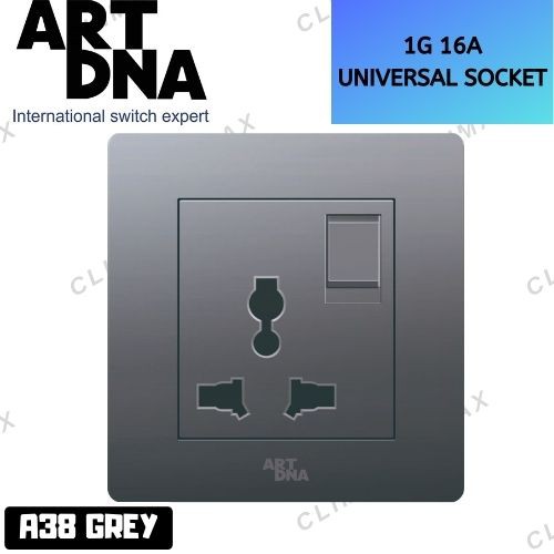 Art DNA A38 16A Universal Switched Socket - Dark Grey/White/Gold ...