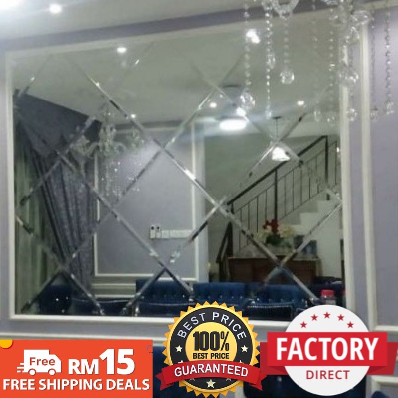 Diamond Mirror 6' x 4' Cermin Diamond Bevel Mirror Cermin Bevel Wall ...