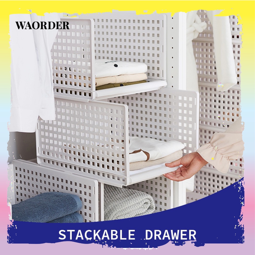 Stackable Drawer Storage Basket Cabinet Clothes Organizer Detachable