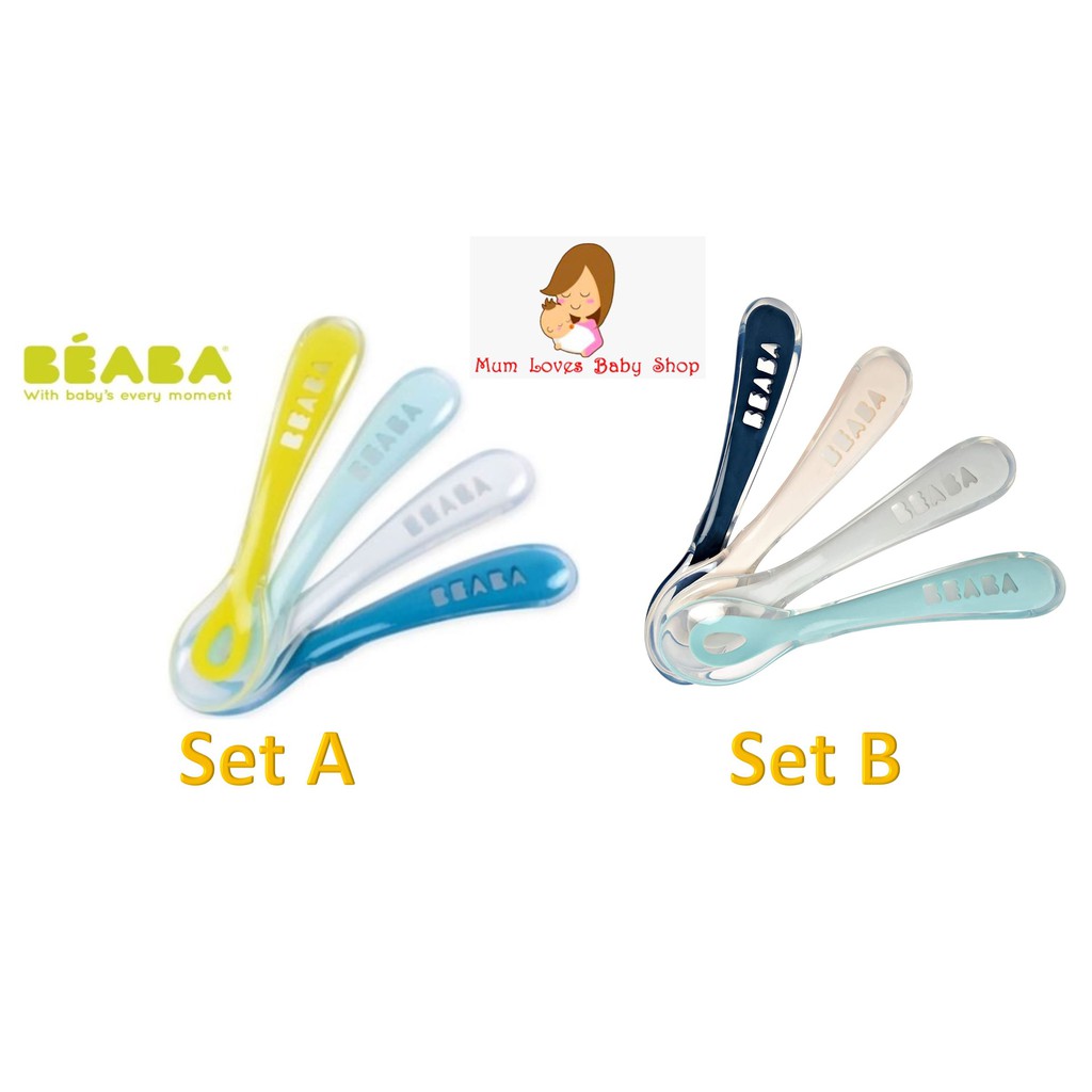 Beaba Set of 4 Second Age Silicone Spoon (assorted colors) | Shopee ...