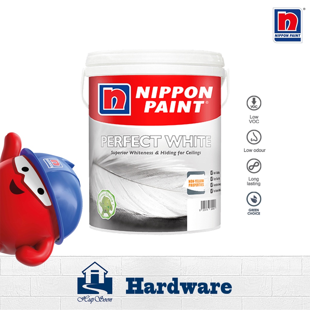 5L Nippon Paint Perfect White Super Matt Finish Interior Wall & Ceiling ...