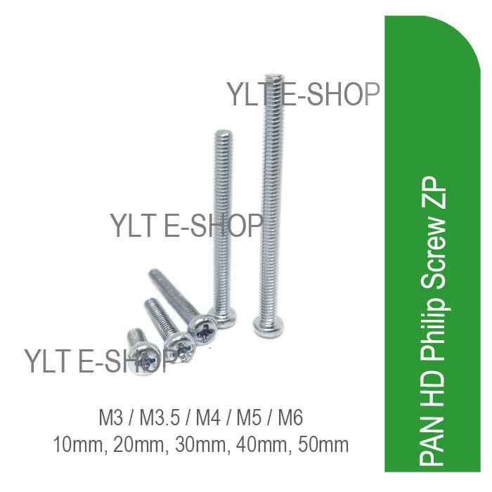 PAN HD Philip Screw ZP (M3, M3.5, M4, M5, M6) (Zinc Plated) | Shopee ...