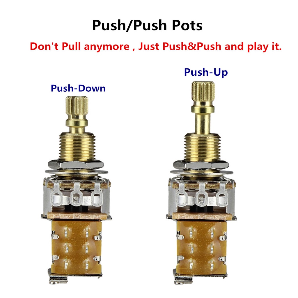 FLEOR Push Push Guitar Potentiometer Pot A250K B250K A500K B500K Copper ...