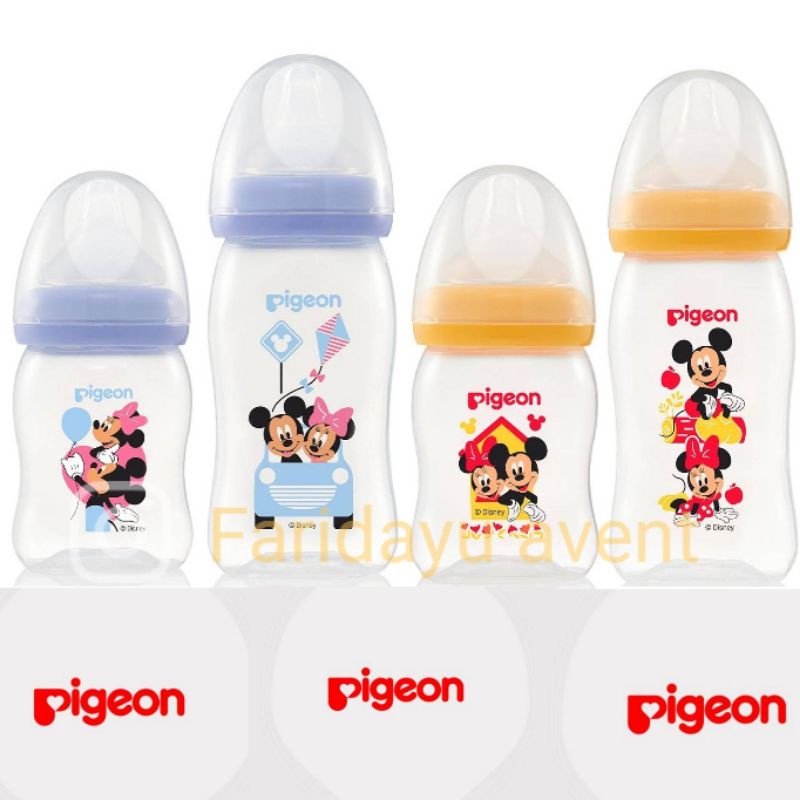 ORIGINAL Pigeon Disney Mickey & Minnie Mouse Wide Neck 160ml / 240ml With SofTouch Teat | Shopee ...