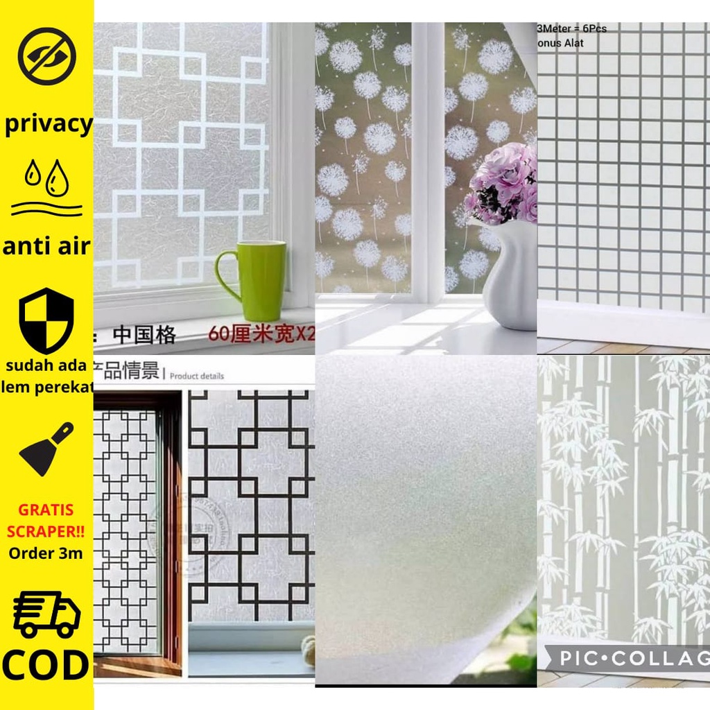 Home Office Window Glass Stickers Plain Sandblast Box Motif Stickers ...