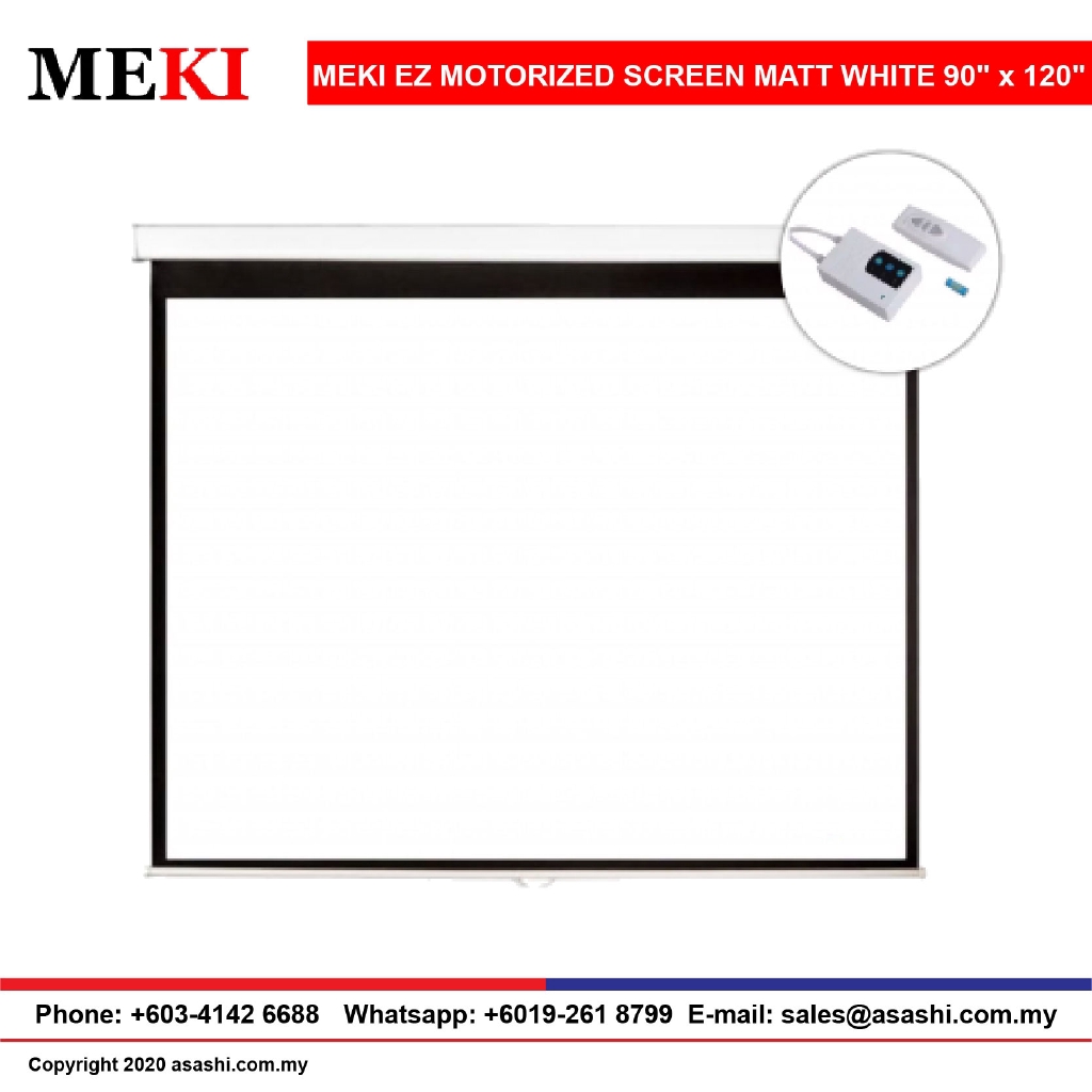 MEKI EZ MOTORIZED SCREEN MATT WHITE 90" x 120" (150”D) Projector screen ...