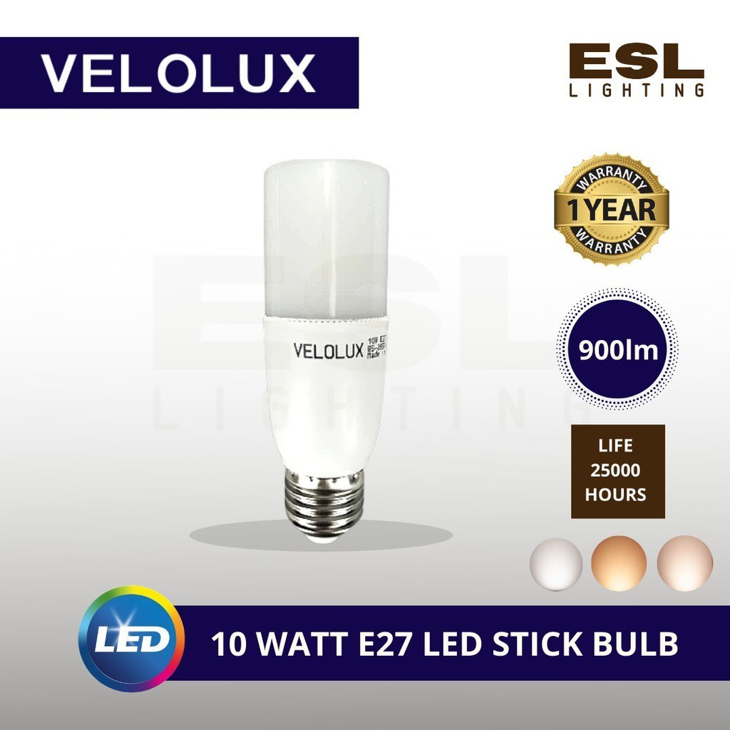 QUALITY LED STICK BULB 10W E27 VELOLUX ( DAYLIGHT / COOL WHITE / WARM ...