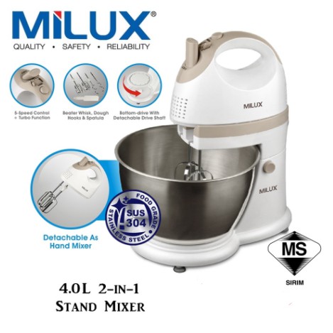Milux 4.0L 2-In-1 Stand Mixer with Turbo Function | MSM-9906, MSM9906 ...