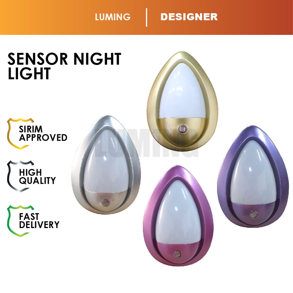 LMG_ SIRIM LED Sensor Night Light Gold Egg 3 Pin UK Plug Bedroom ...