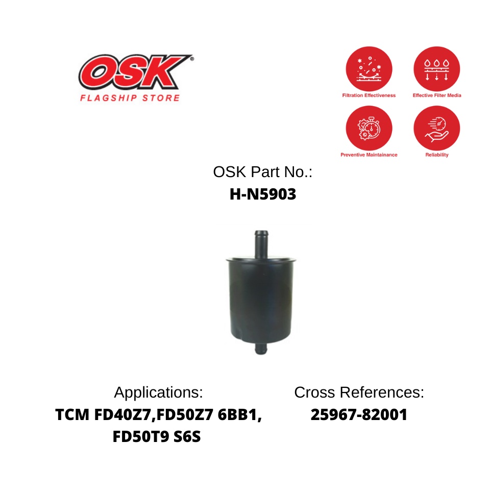 OSK HYDRAULIC OIL FILTER for TCM FD40Z7,FD50Z7 6BB1, FD50T9 S6S 25967 ...