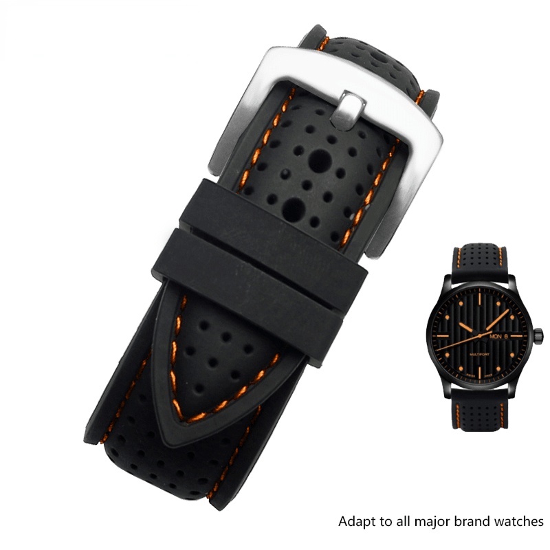 YIFILM Breathable Silicone Sports Band For 18mm 20mm 22mm 24mm Rubber Strap For T-issot O-mega ...