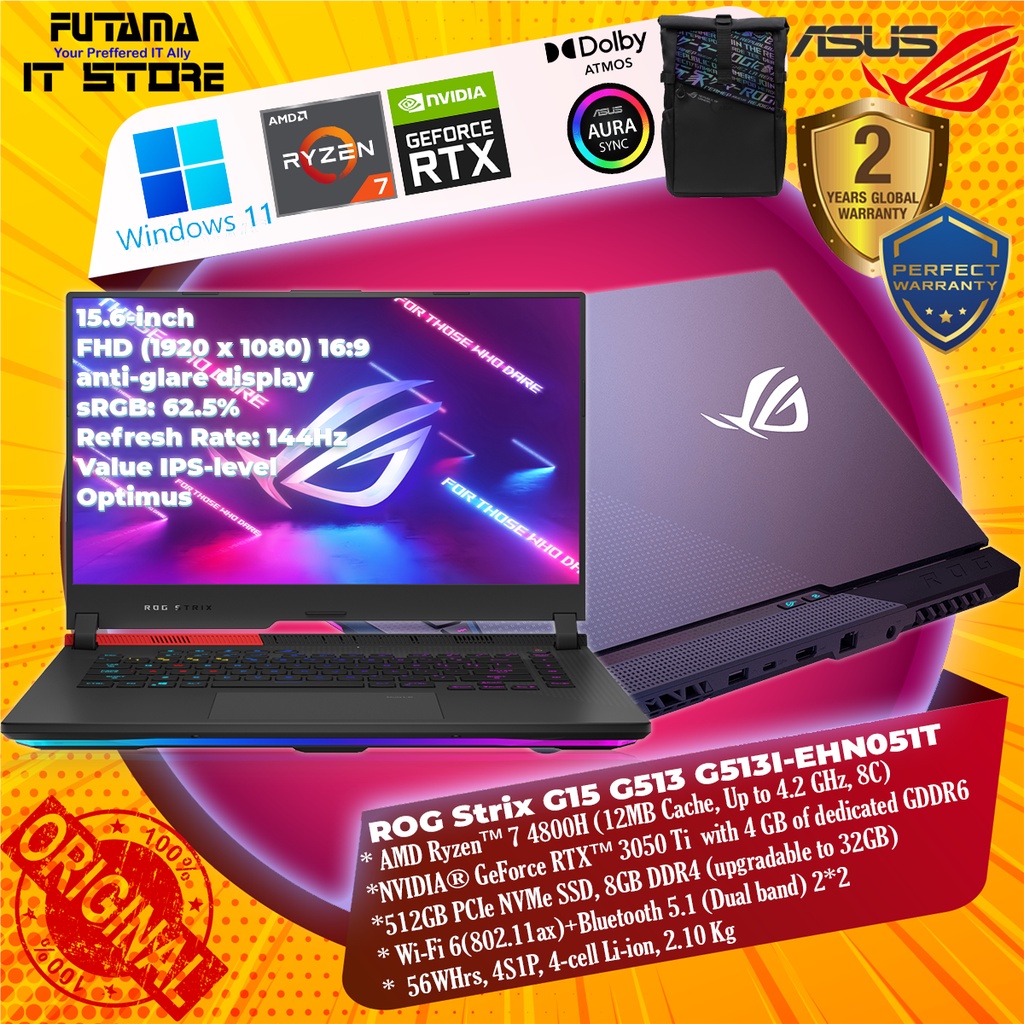 Asus 2021ROG Strix G513I-EHN051T 144Hz Gaming Laptop ( Ryzen7/8GB/512GB ...