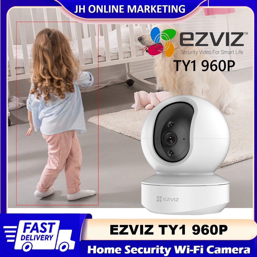 EZVIZ TY1 960P FULL HD Pan & Tilt WiFi Home Security Camera Smart Motion Tracking Smart IR ...