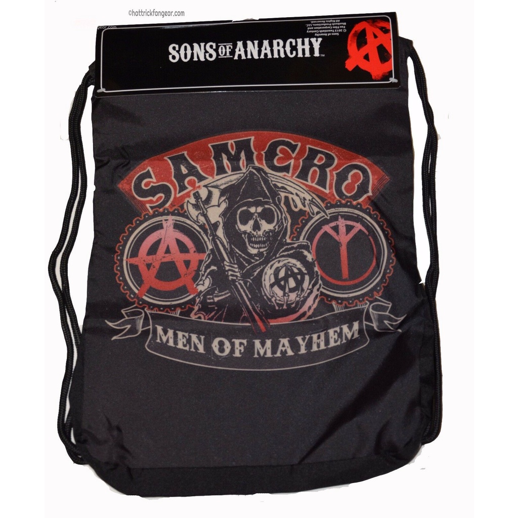 Sons of Anarchy Samcro Men of Mayhem SOA Drawstring Cinch Backpack Gym ...