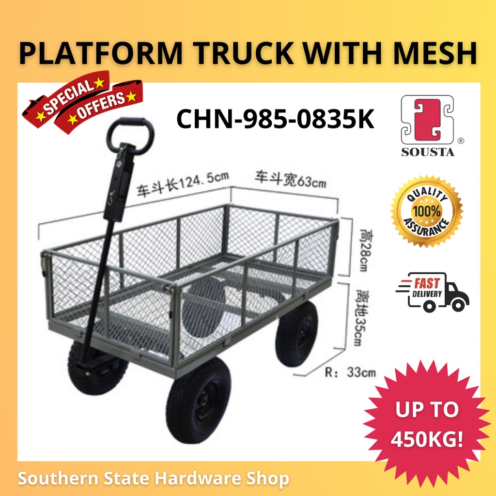 PLATFORM TRUCK WITH MESH / TROLLEY WITH MESH / UP TO 450KG! EASY TO USE ...