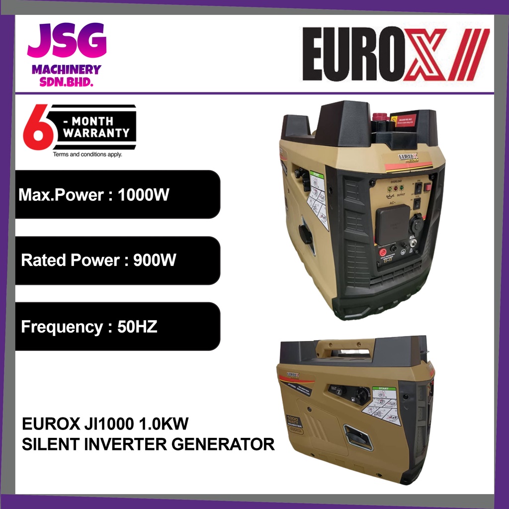 *EUROX JI1000 1.0KW SILENT INVERTER GENERATOR | Shopee Malaysia