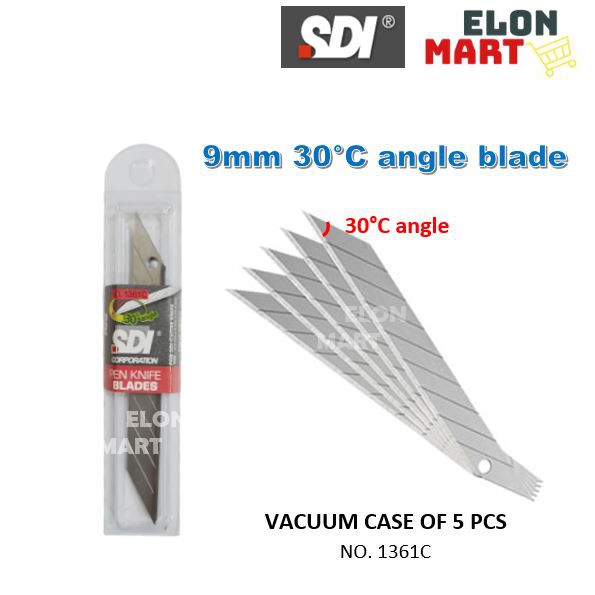 SDI No.1361C Pen Knife Refill Blade for small size cutter 30 Degree Sharp Angle Snap Blades (5 ...
