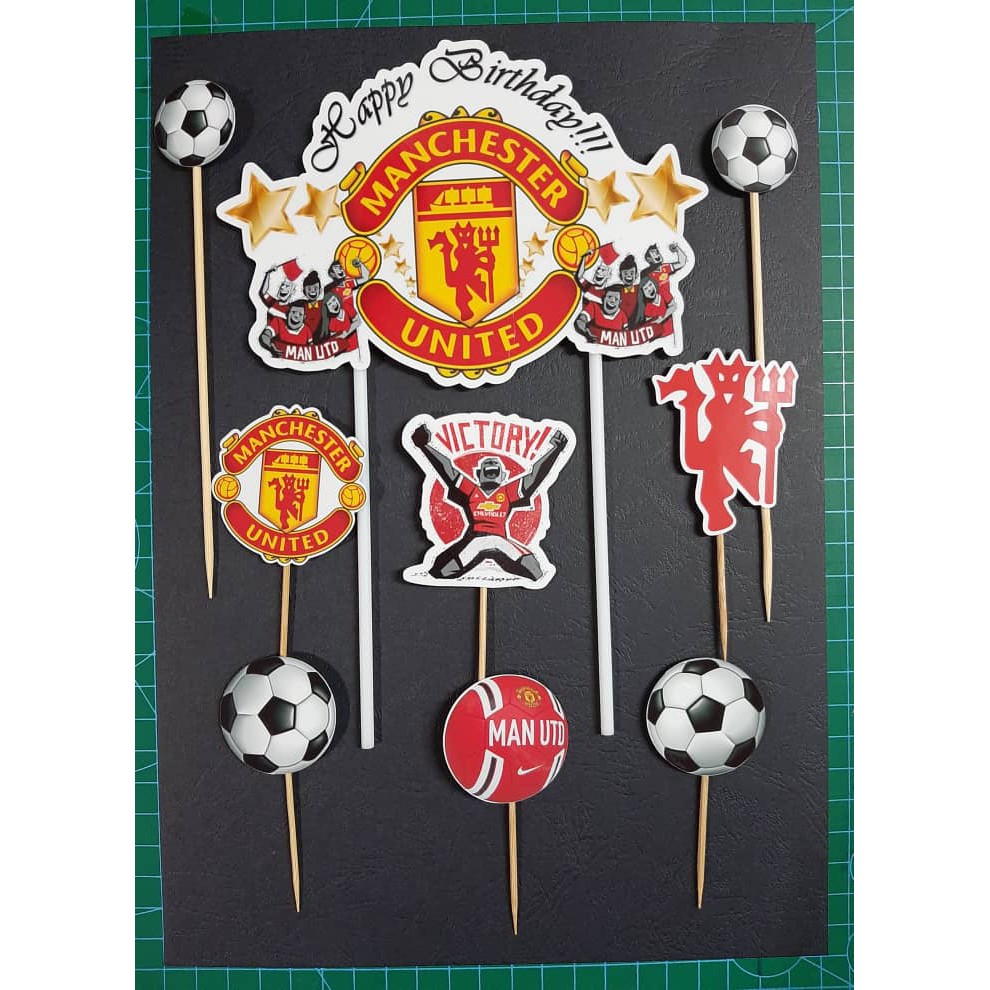 Manchester United MU football Readymade Cake Topper Happy Birthday ...