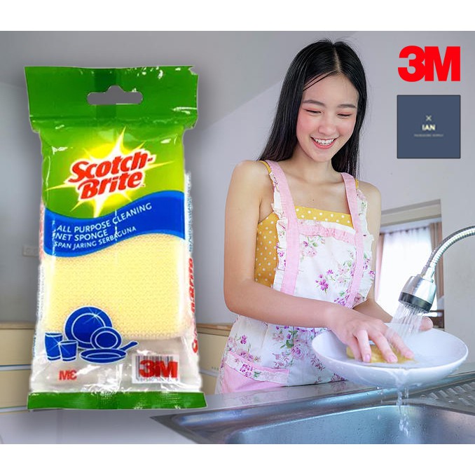 3M Scotch Brite All purpose Cleaning Net Sponge, Yellow, 1 Piece/Pack ...