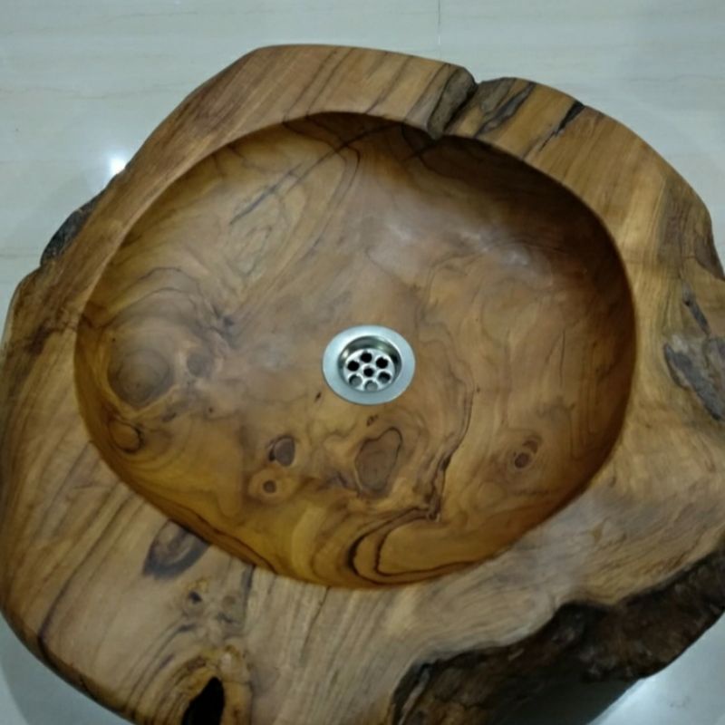 Teak wood sink/natural teak root sink/Wooden sink/aesthetic Wooden hand ...