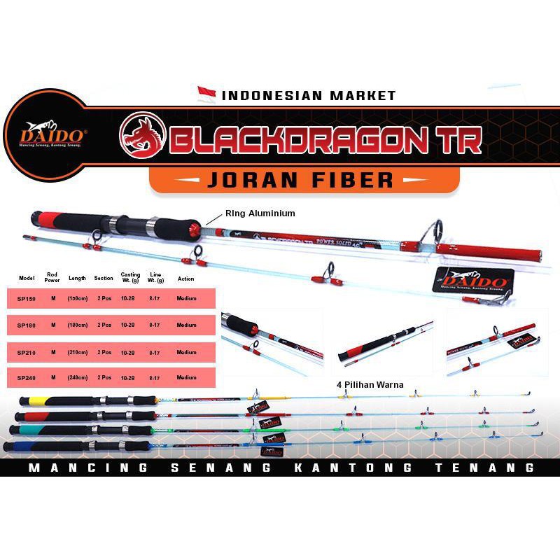 Daido Black Dragon Transparent Solid Fiber Fishing Rod | Shopee Malaysia