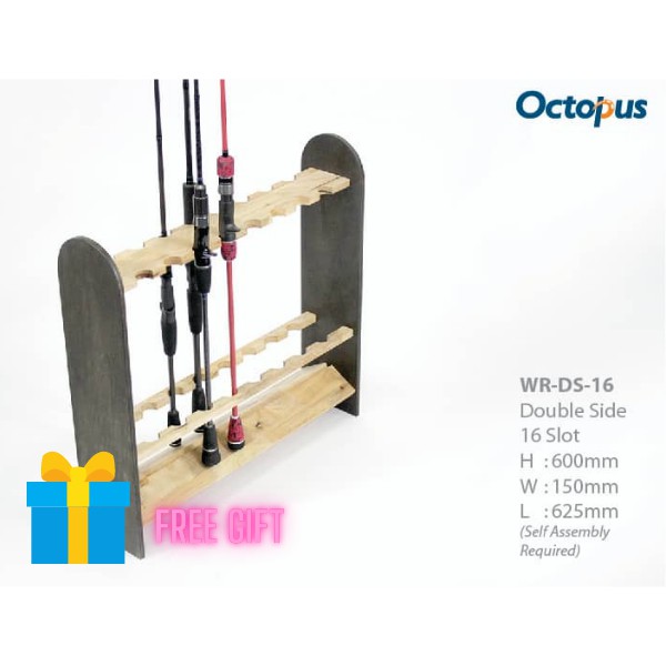 Rak Joran Pancing Kayu 16 Slot\Wooden Fishing Rod Rack 16 Slot | Shopee ...