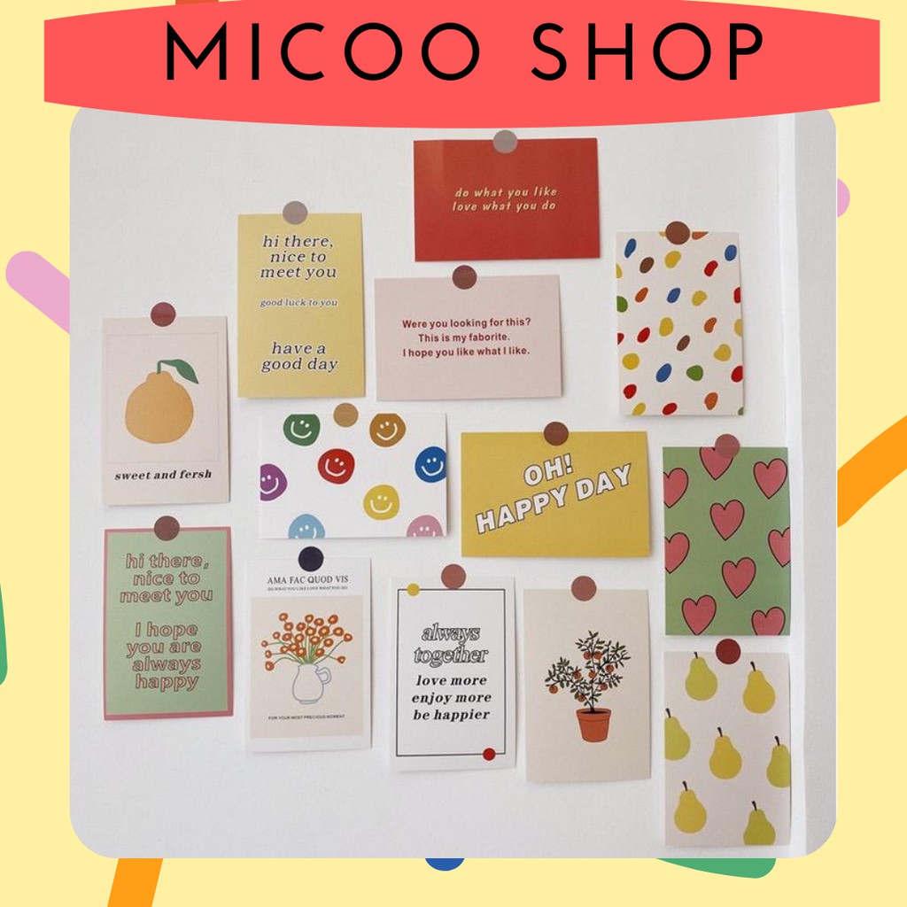 [MICOO] Happy Day Postcard Wall Decor Aesthetic Deco 13pcs | Shopee ...