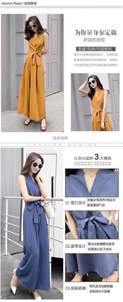Big Size S-3XL New Fashion Korea Style Jumpsuit 连体裤女春夏长裤高腰V领洋气无袖cec ...