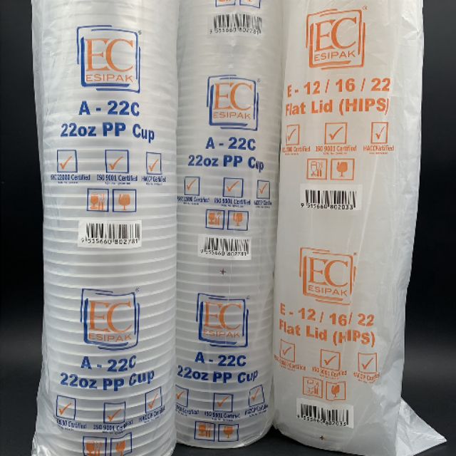 EC 22oz/ Jishan Jsp501 Plastic Cup with lids (100pcs+-) / EC 22oz PP ...