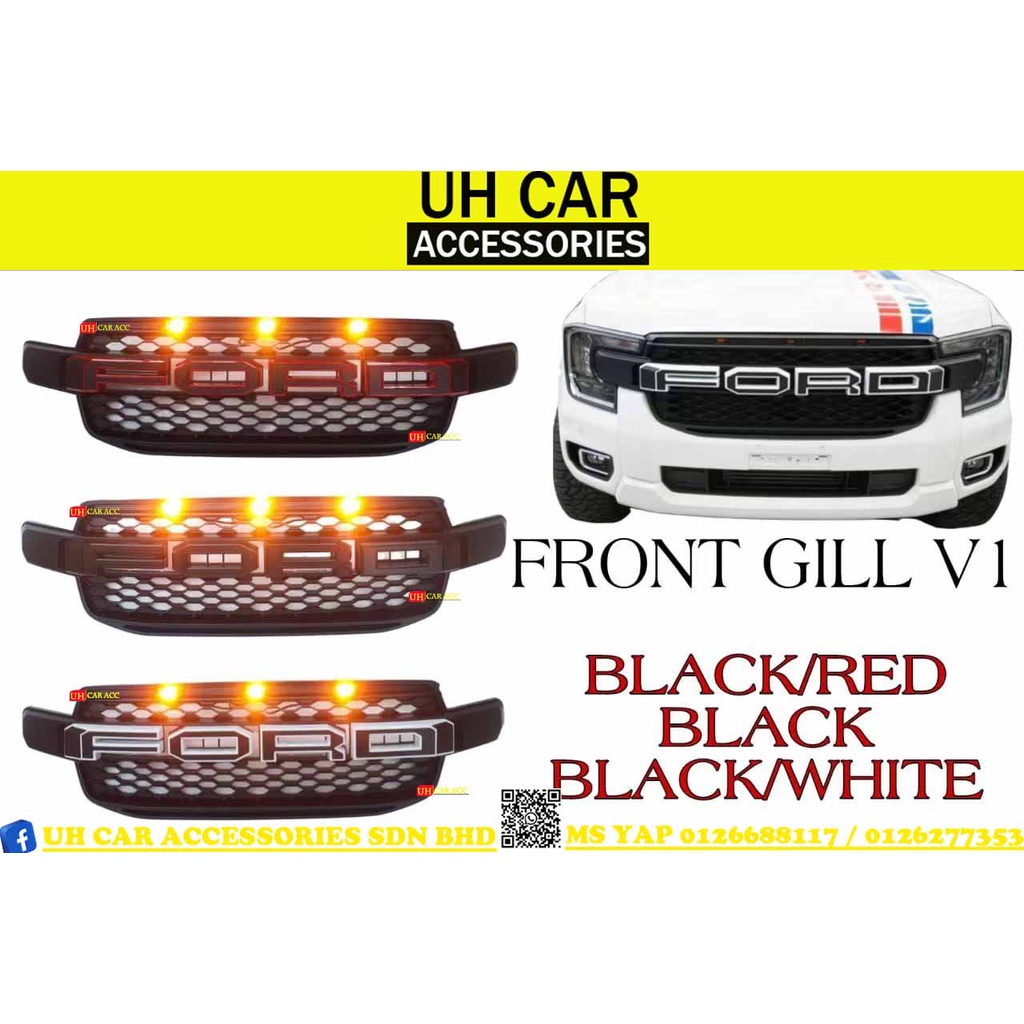 FORD RANGER T9 2022 XLT WILDTRAK LED ABS FRONT GRILLE GRILL | Shopee ...