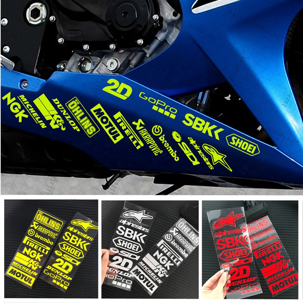 2Pcs Motorcycle Reflective Stickers MOTOGP SBK 2D Sponsor Series ...