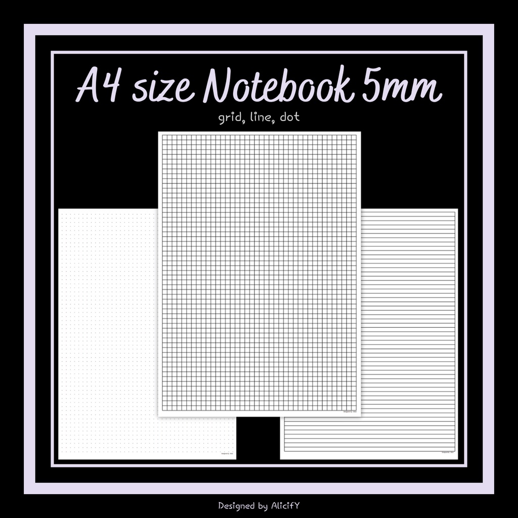 Printable Notebook A4 size 5mm | Grid, Line, Dot | PDF format | 可印笔记 ...
