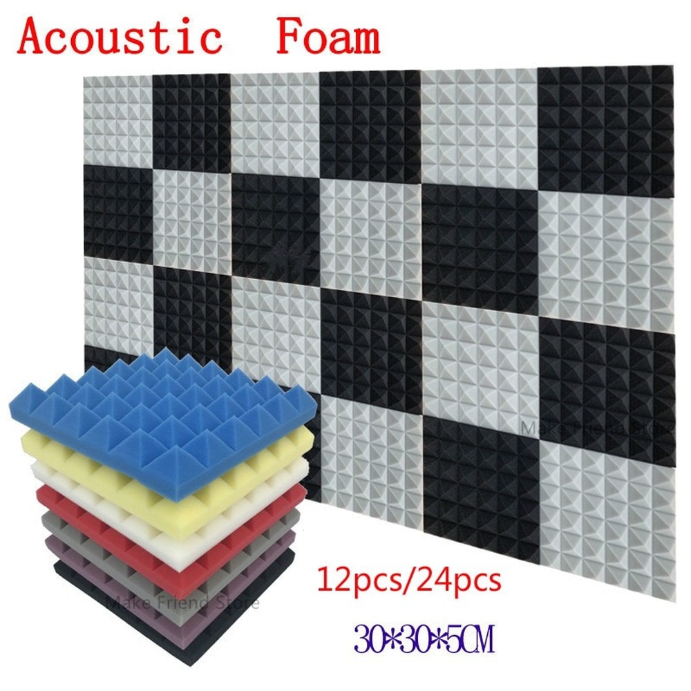 300x300x50mm 24/12/6Pcs Studio Acoustic Soundproof Foam Sound ...
