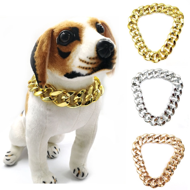 Large Medium-Sized Pet Necklace Hip-Hop Big Gold Chain Golden Retriever ...