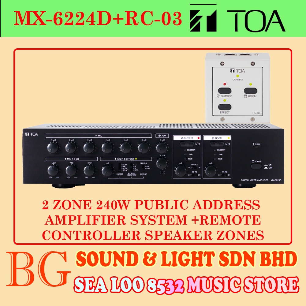 TOA MX-6224D / MX6224D DIGITAL MIXER AMPLIFIER + RC-03 / RC03 REMOTE CONTROLLER SPEAKER ZONES ...