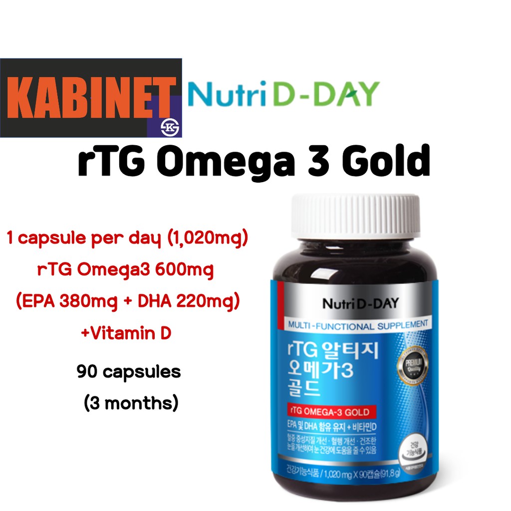 🇰🇷[Nutri D-Day] rTG Omega 3 Gold (rTG Omega3 600mg (EPA 380mg + DHA 220mg) +Vitamin D) | Shopee ...