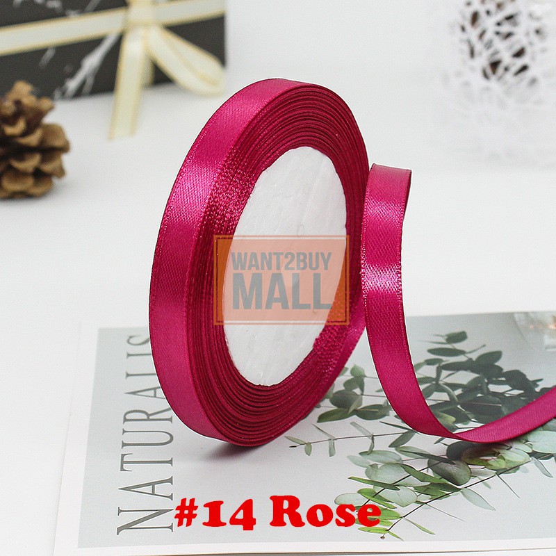 🇲🇾 1cm 25Yards DIY Bow Craft Satin Ribbon Flower Wrapping Webbing ...