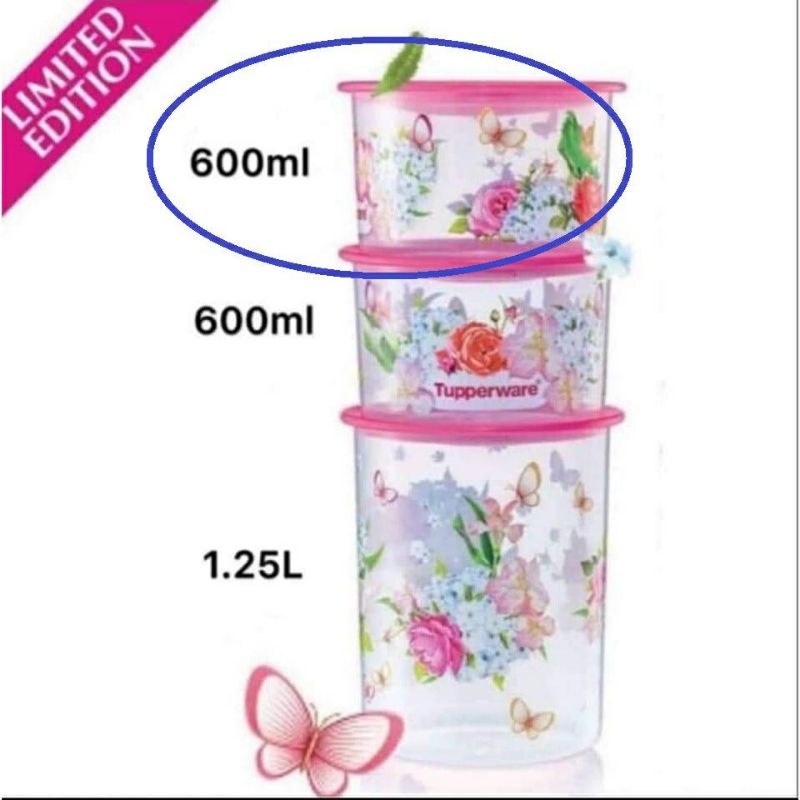 💯 ORIGINAL TUPPERWARE ROYALE BLOOM ONE TOUCH CANISTER JUNIOR 1.25L SMALL 2.0L MEDIUM 3.0L FOOD ...