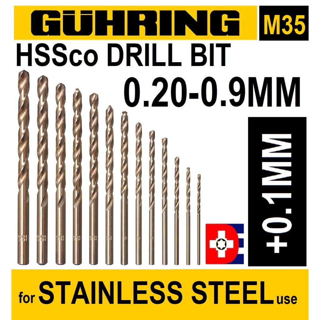 Guhring Germany HSS HSSco drill bit jobber drill twist drill 0.2mm 0 ...
