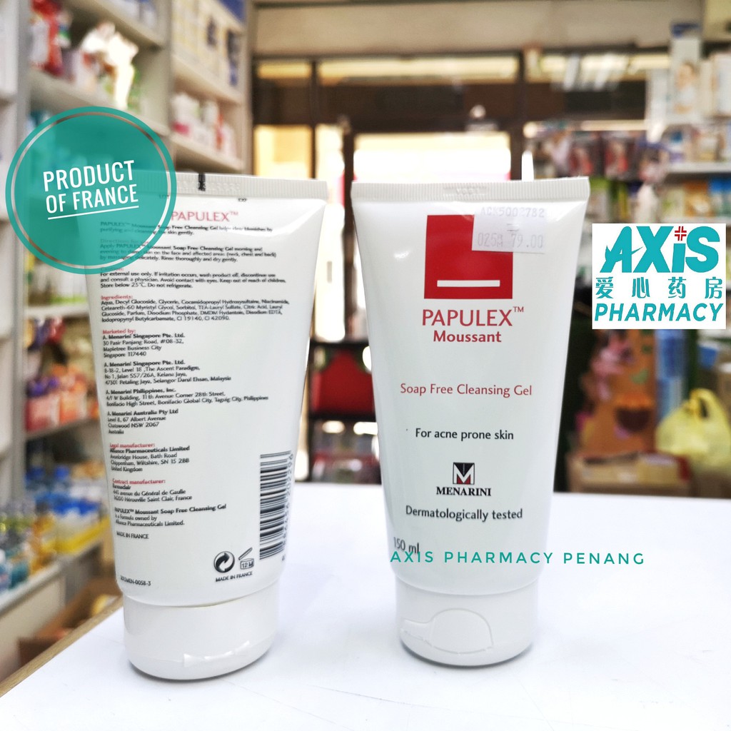 PAPULEX MOUSSANT SOAP FREE CLEANSING GEL ACNE PRONE SKIN 150ML Exp: 10/ ...