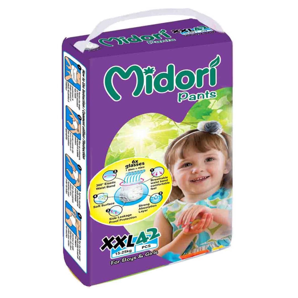 Midori Disposable Baby Diaper Pants (S66/M60/L52/XL48/XXL42) | Shopee ...