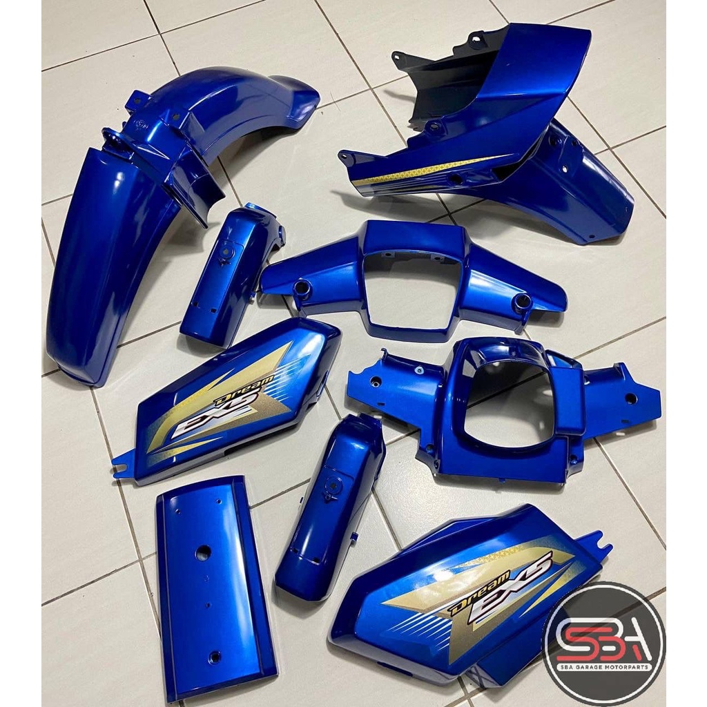 COVERSET BODYSET ORIGINAL BOON SIEW HONDA BSH EX5 BIRU DREAM BLUE COLOUR SET COMPLETE ORIGINAL ...