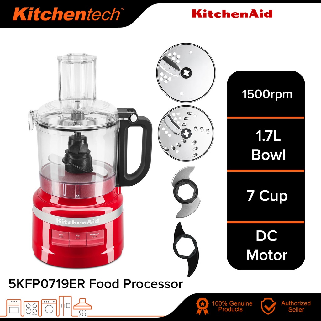 KitchenAid 7 Cup Food Processor 1.7L Bowl DC Motor - 5KFP0719BER Red ...