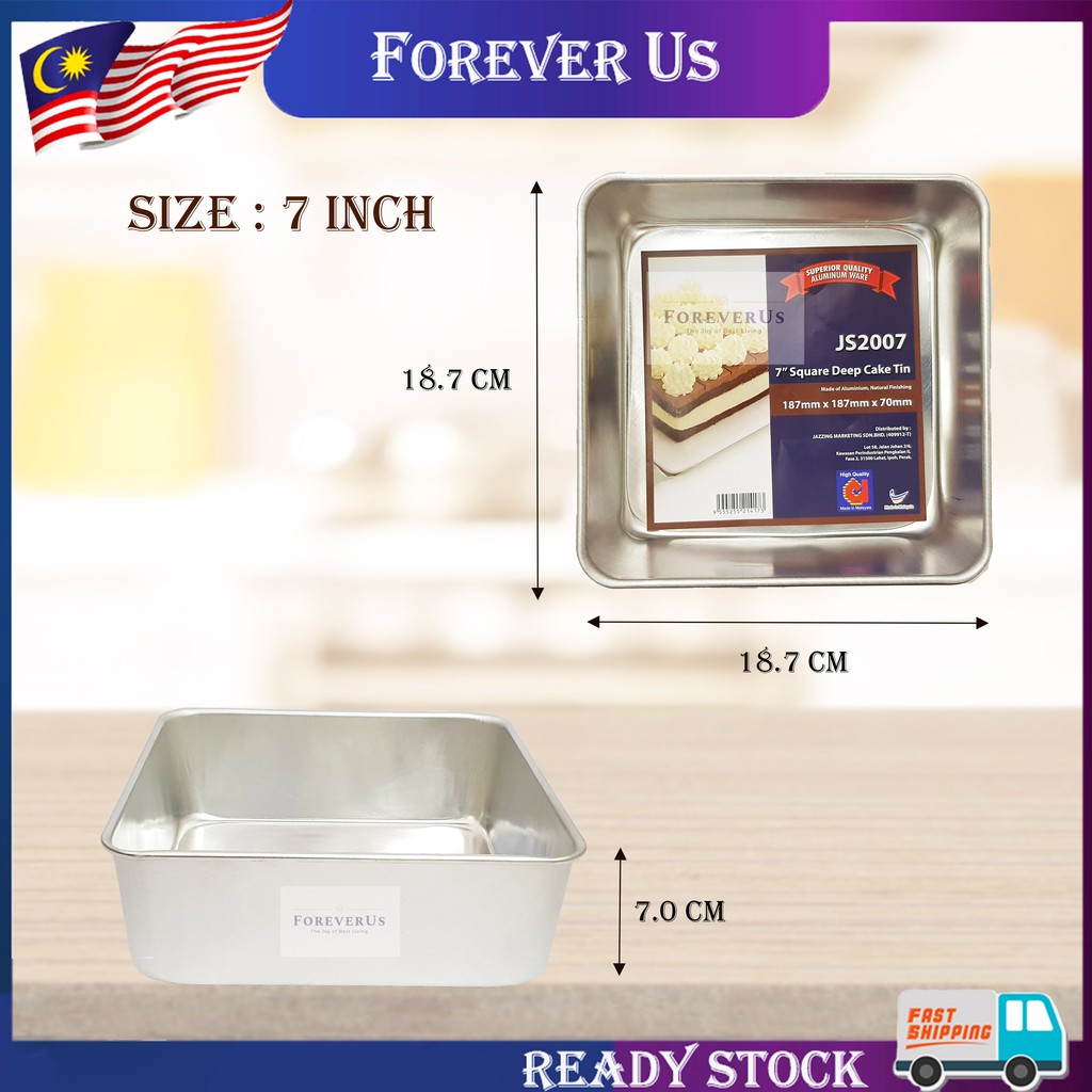 Aluminium Extra Deep Square Cake Mould (Deep 64mm-82mm) 6/7/8/9/10 Inch ...