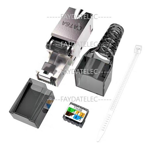 CAT6A 8P8C RJ45 Metal Modular Connector Ethernet Cable Plug Connector ...